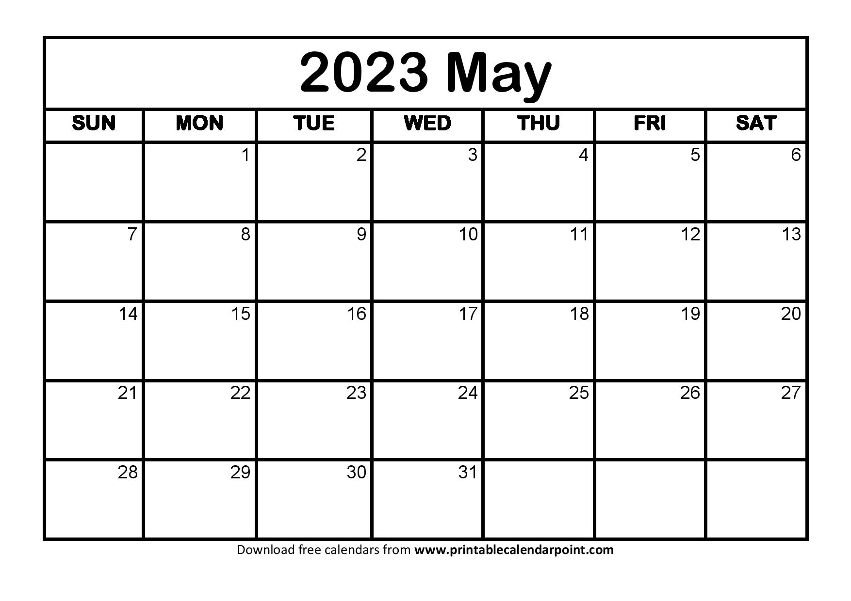 May 2023 Calendar Printable Templates In PDF Word Excel Printable 