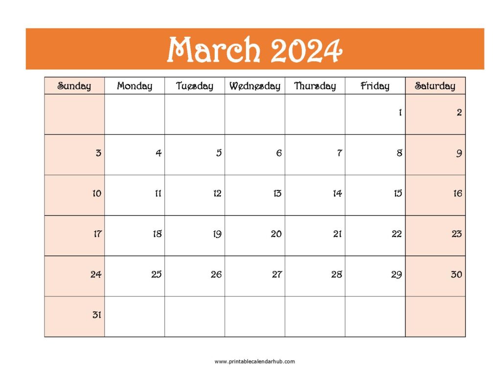 Free March 2024 Printable Calendar Blank Templates
