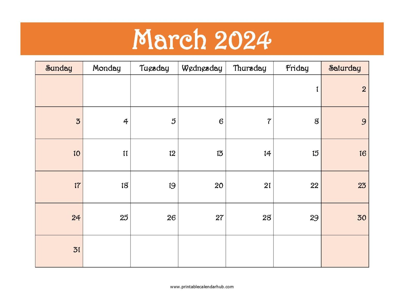 Free March 2024 Printable Calendar Blank Templates
