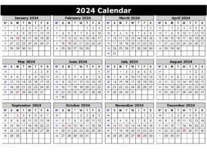 2024 Calendar Printable Yearly Template (PDF, Word) - Printable ...