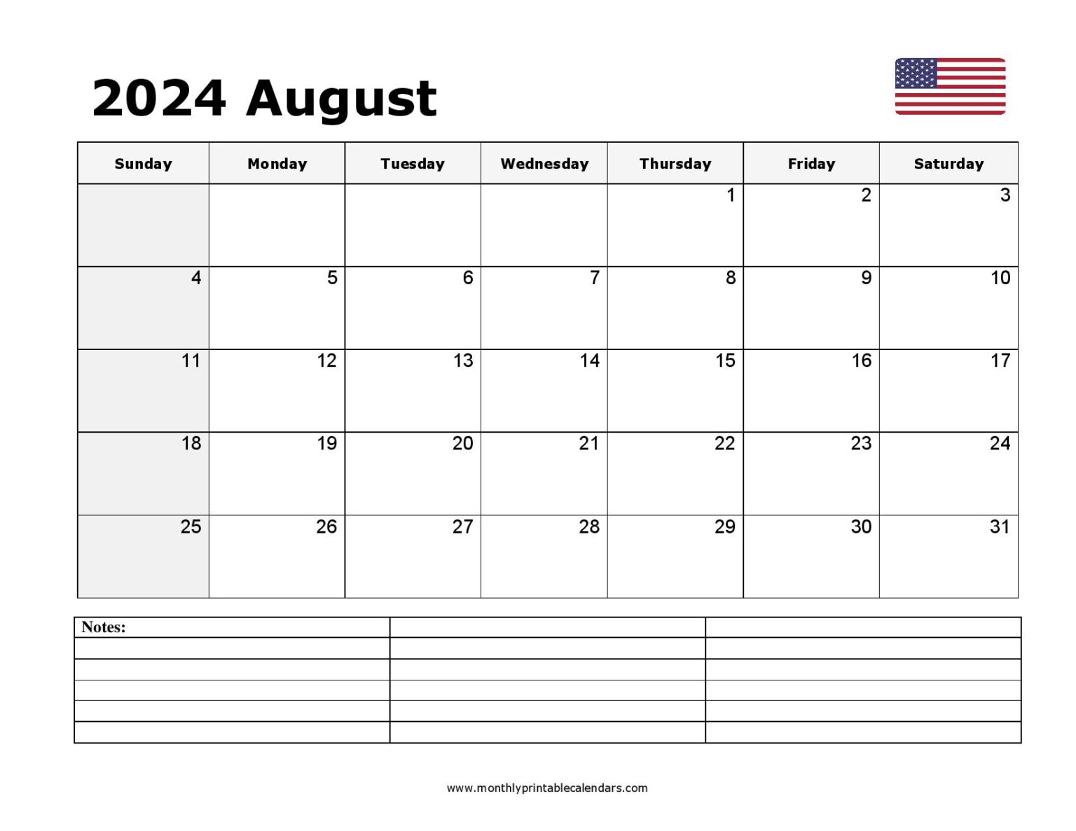 Free August 2024 Printable Calendar Blank Templates
