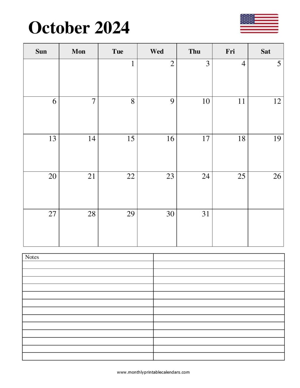 Free October 2024 Printable Calendar Blank Templates