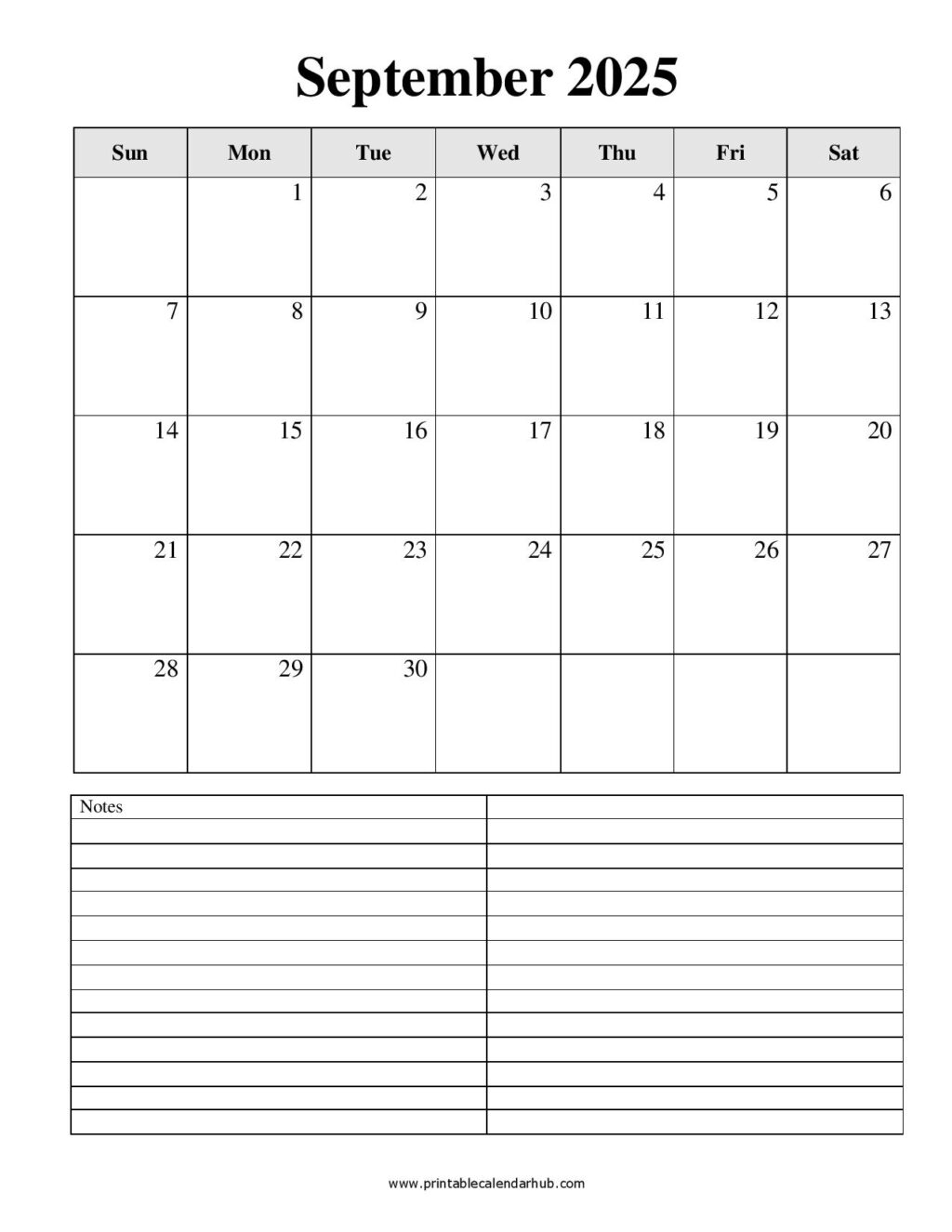 Free September 2025 Printable Calendar Blank Templates